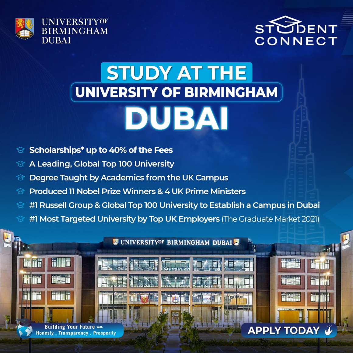 Study for a world class degree in a futuristic city of Dubai